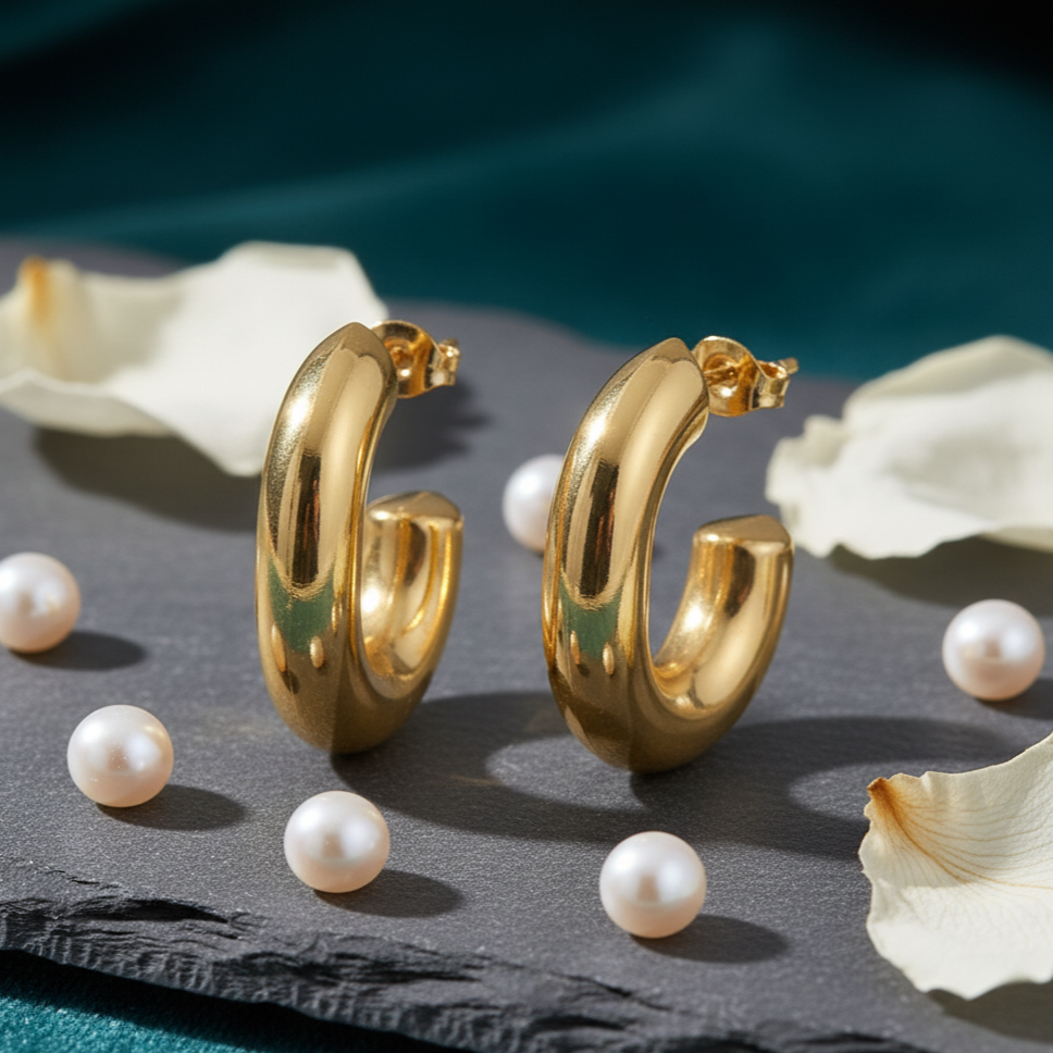 Bold Gold Hoop Earrings – Glowria Gold Jewelry